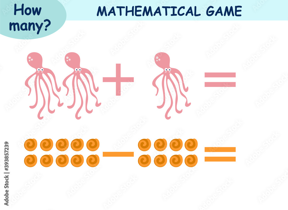 mathematical examples of addition and subtraction. educational page for ...