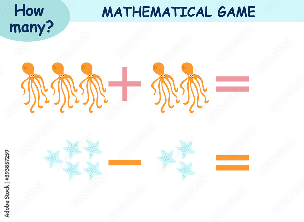 mathematical examples of addition and subtraction. educational page for ...
