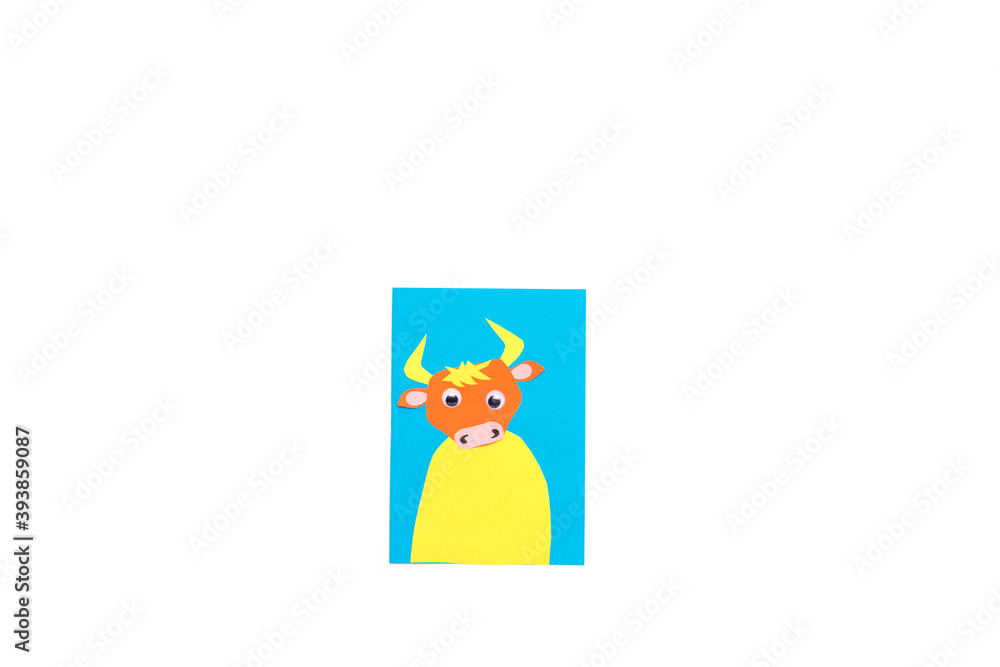 easy shape paper bull craft for kids, step by step instruction, DIY ...