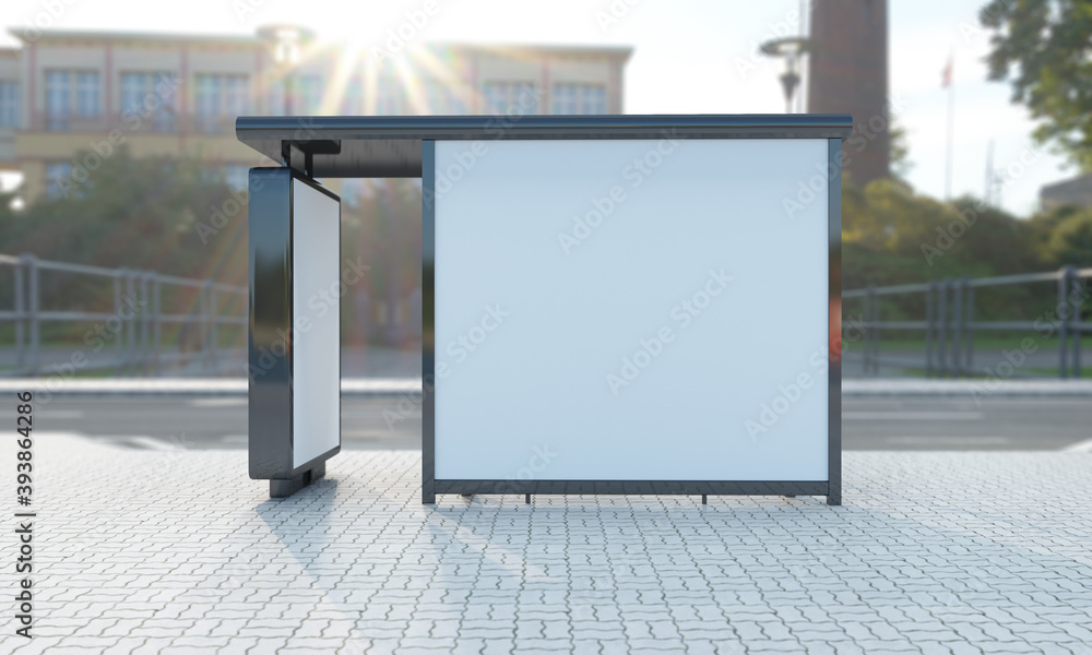 Bus Stop Bus Shelter Sign Board Billboard Mockup Roadside Signage for ...