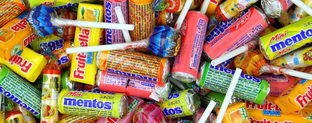 Amsterdam, the Netherlands - November 11, 2018: Mini candy mix with ...