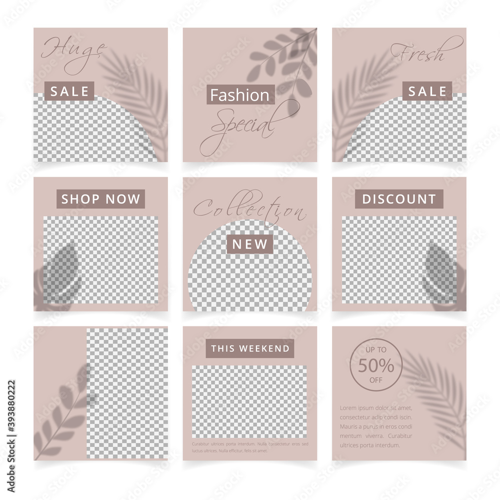 Editable minimal square instagram social media posts templates set with ...