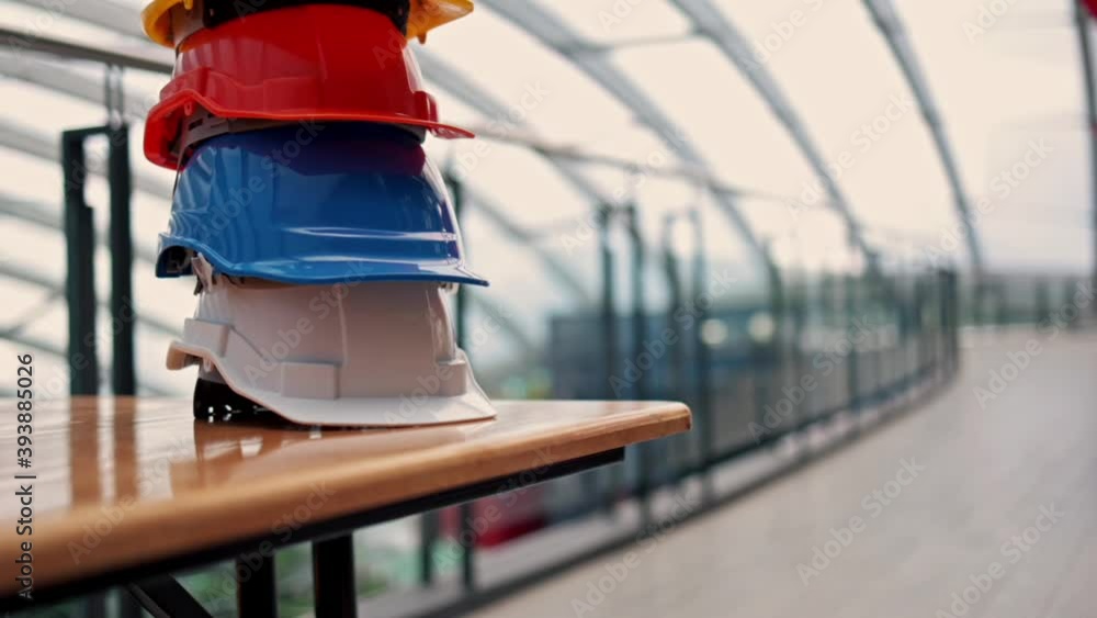 Multicolour Safety Construction Worker Hats. Teamwork of the ...