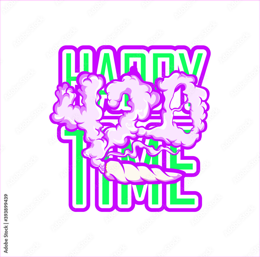 happy time 420 smoke vector illustration Stock Vector | Adobe Stock
