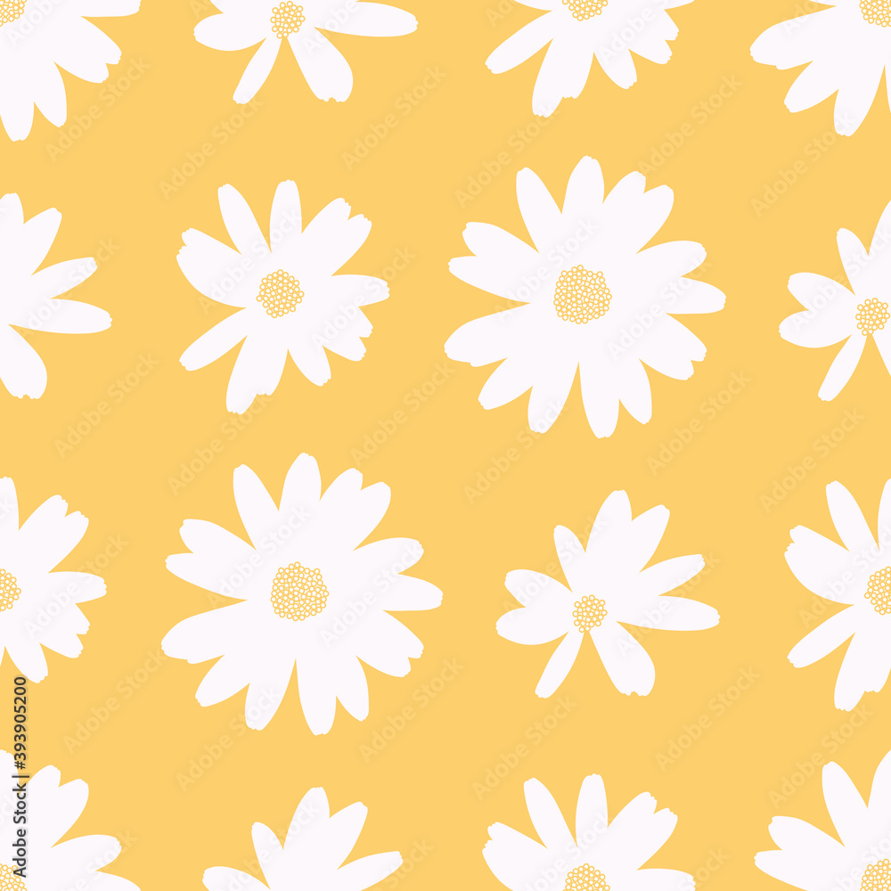 Daisy silhouette seamless illustration pattern. Cute happy flower ...