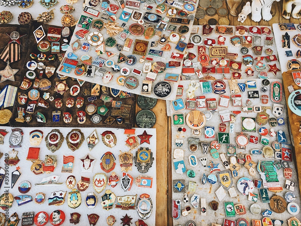 Full Frame Shot Of Multi Colored Country Badges Stock Photo | Adobe Stock