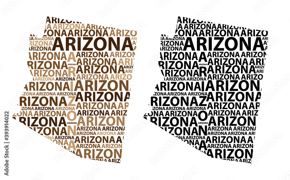 Sketch Arizona (United States of America) letter text map, Arizona map ...