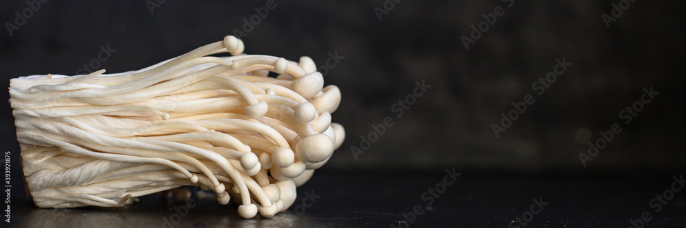 Enoki mushrooms Enokitake Flammulina velutipes edible Japanese snack ...