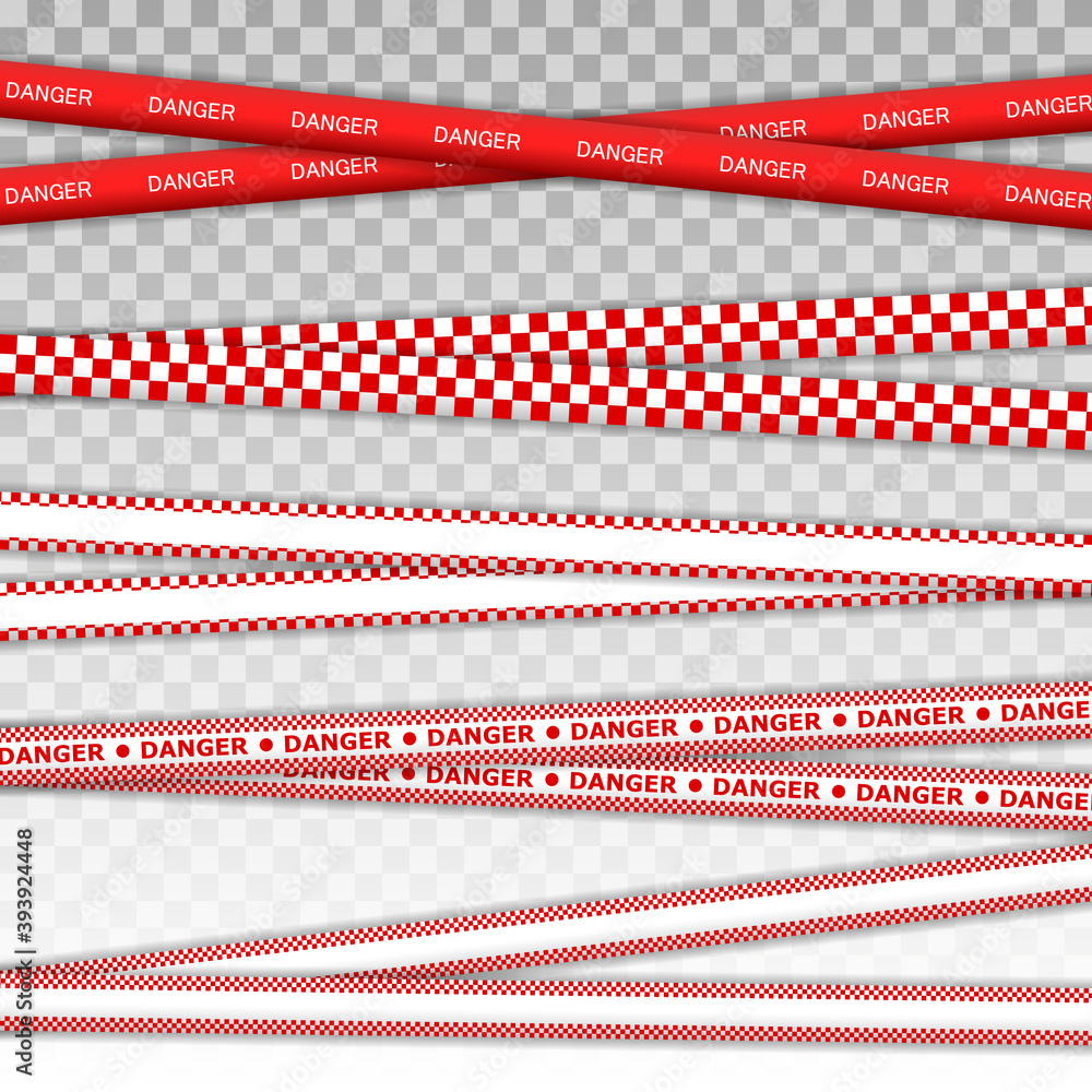 Caution lines set isolated. Warning tapes. Danger signs. Caution tape ...