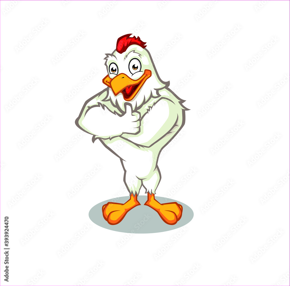 character design for bussines mascot logo big pollo fit muscle food ...