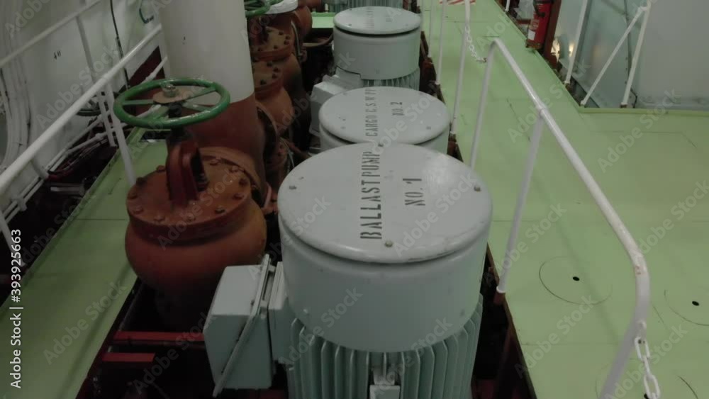 Electric motors on pumps in engine room of ship Stock ビデオ | Adobe Stock