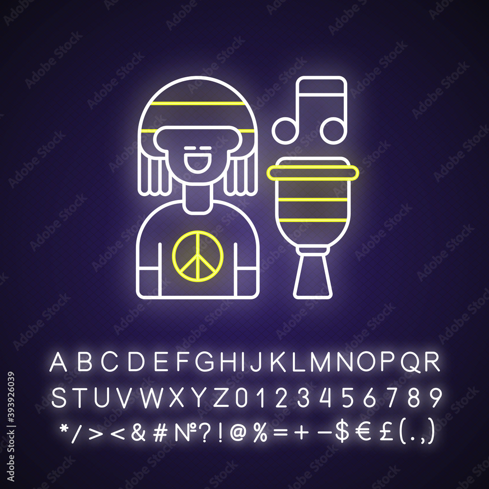 Reggae music neon light icon. Rasta songs. Modern style. Exciting paty ...