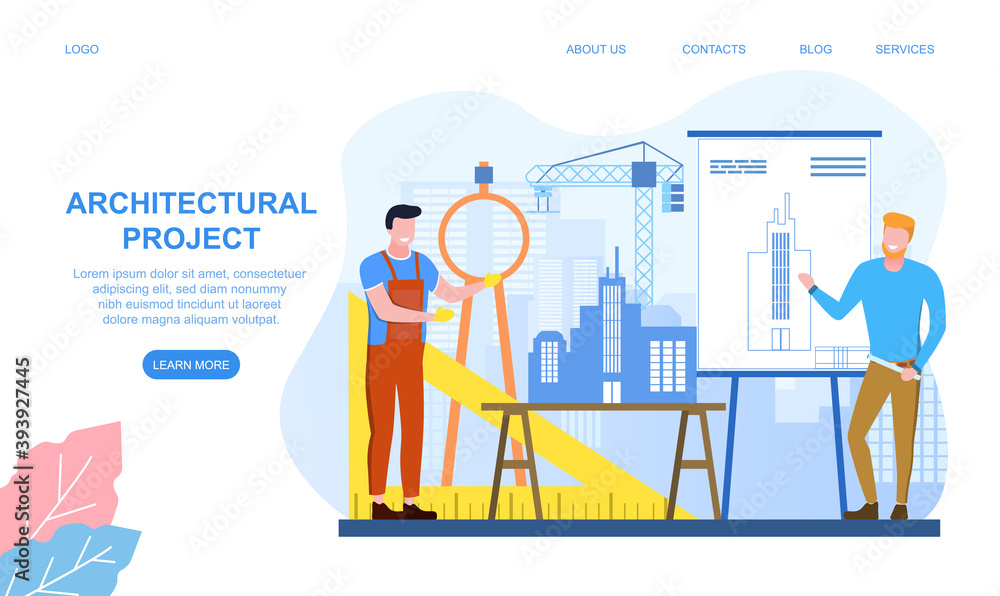 Architecture website web banner or landing page template. Building ...