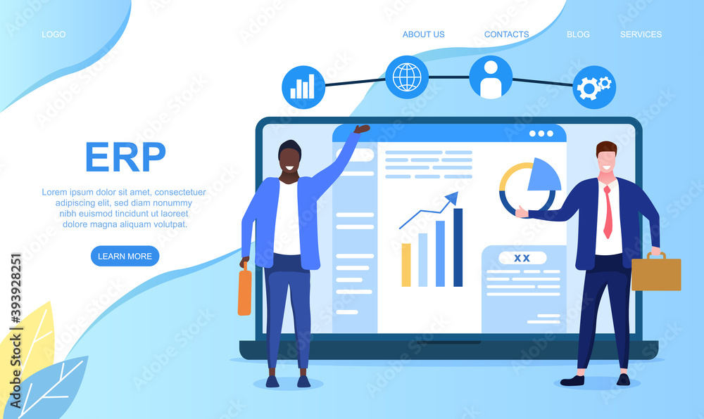 ERP system concept. Enterprise Resource Planning system on virtual AR ...
