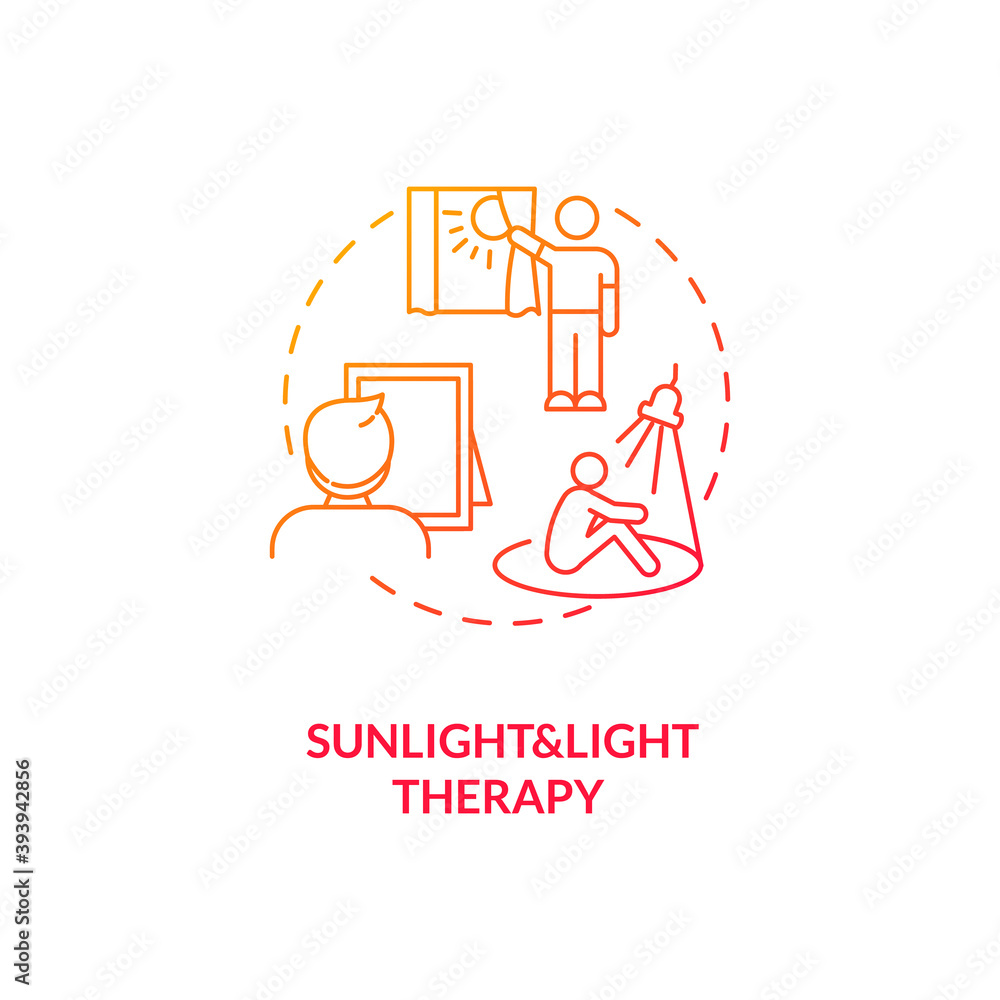 Sunlight and light therapy concept icon. SAD treatment idea thin line ...
