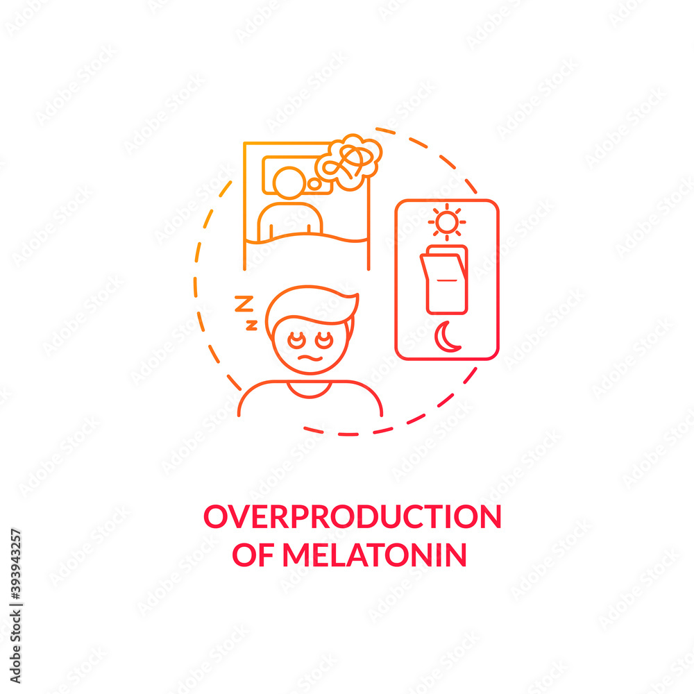 Melatonin overproduction concept icon. SAD cause idea thin line ...