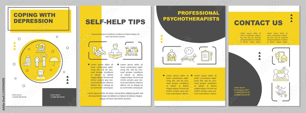 Coping with depression brochure template. Self help tips. Flyer ...