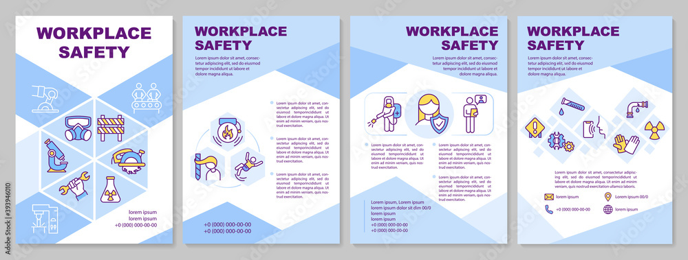 Workplace safety brochure template. Hazard control. Worker protection ...
