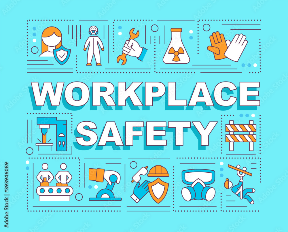 Workplace safety word concepts banner. Working environment. Employees ...