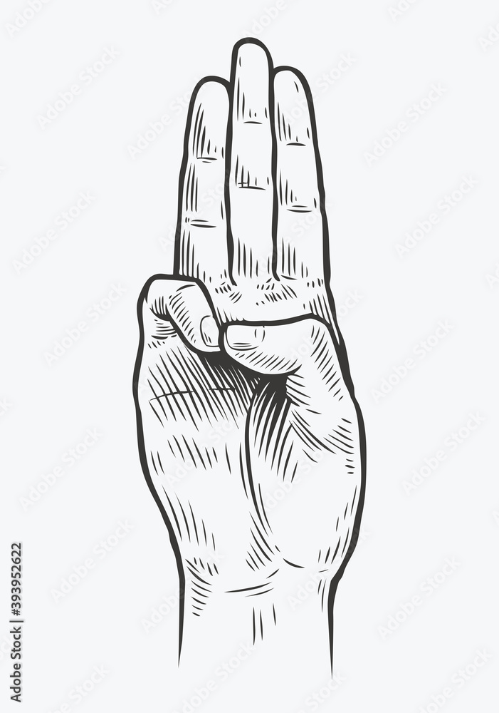 Scout symbol hand gesture. Scouting sketch vector illustration Stock ...