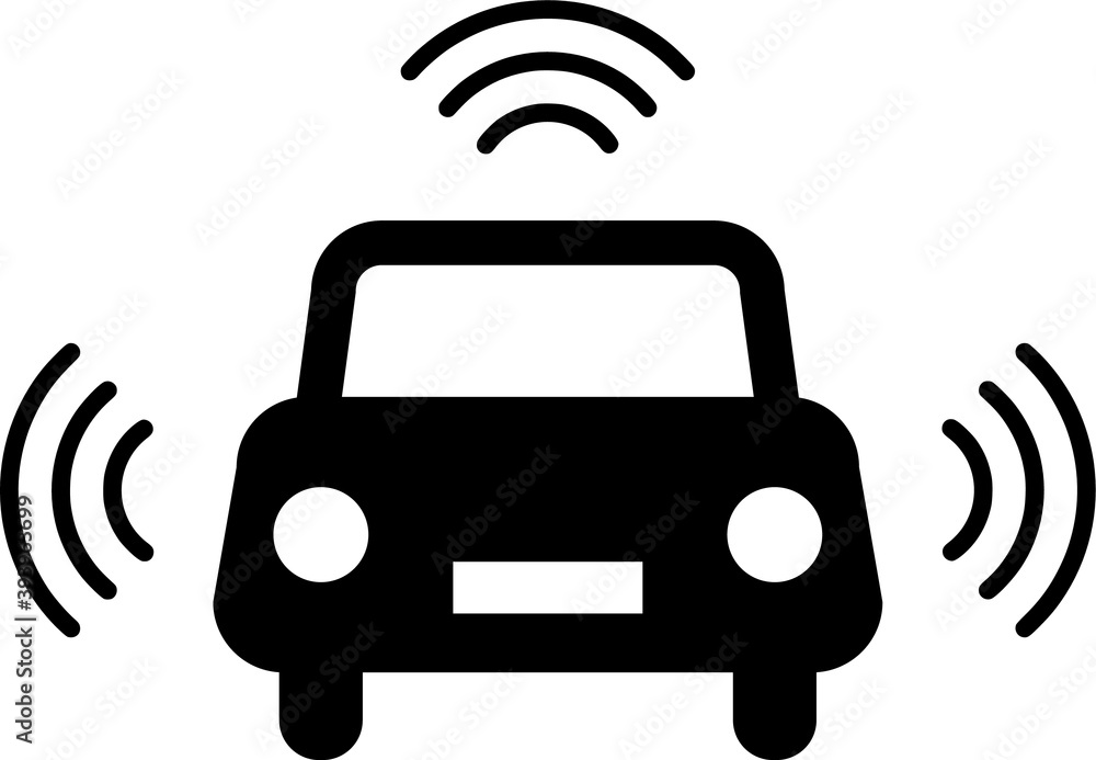 Driverless self-driving car or autonomous vehicle icon or symbol in ...