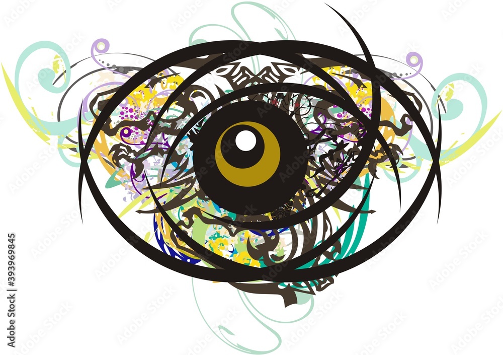 Unusual eye symbol with colored splashes. Abstract eye symbol with ...