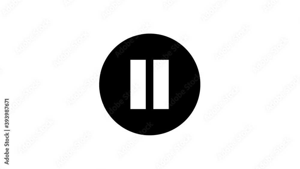 Animated play and stop button on white screen. Animation play and stop ...