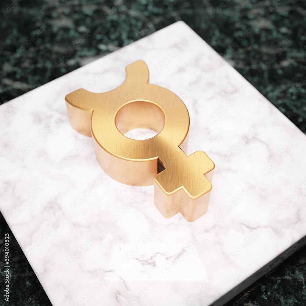 Mercury icon. Bronze Mercury symbol on white marble podium. Stock ...