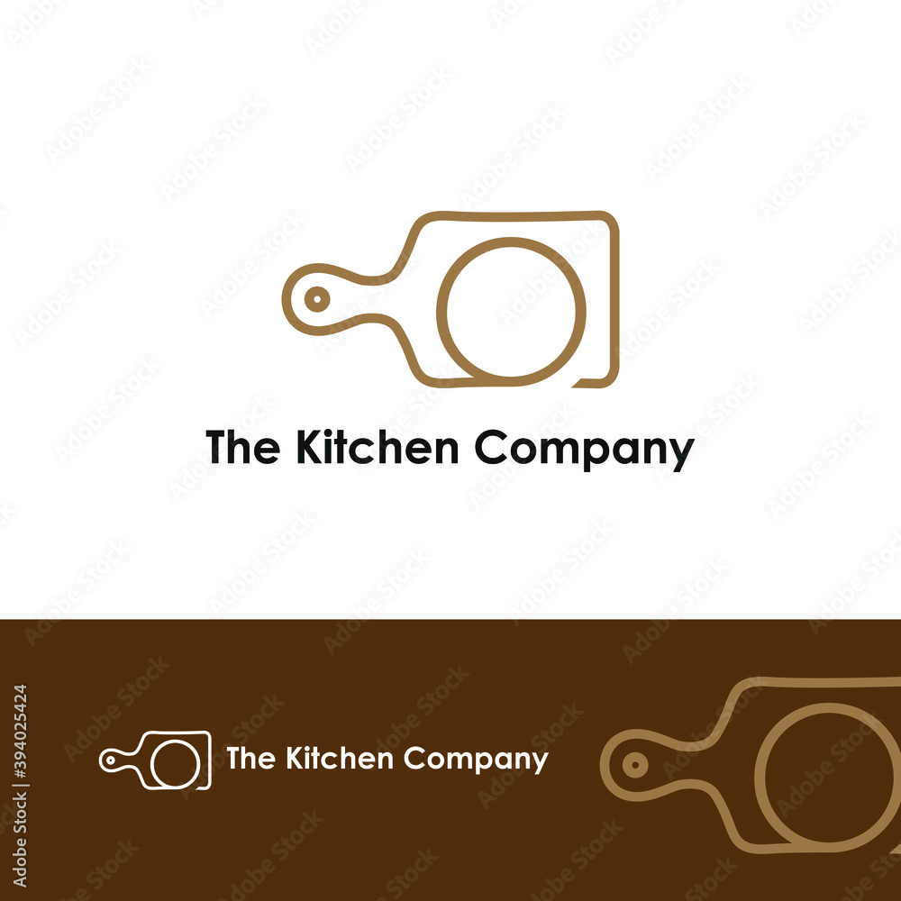 Kitchenware, Kitchen utensils business logo concept with cutting board ...