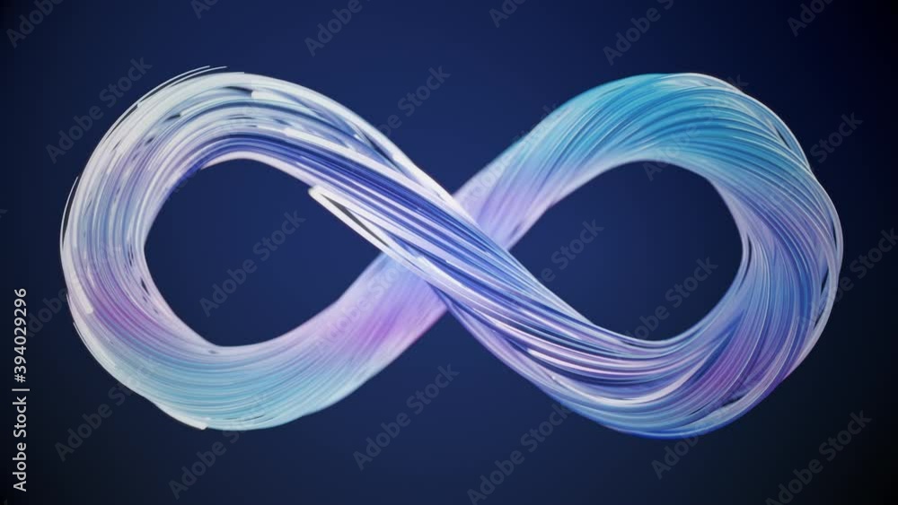 Infinity symbol appears of multiple optical fiber lines. Abstract ...