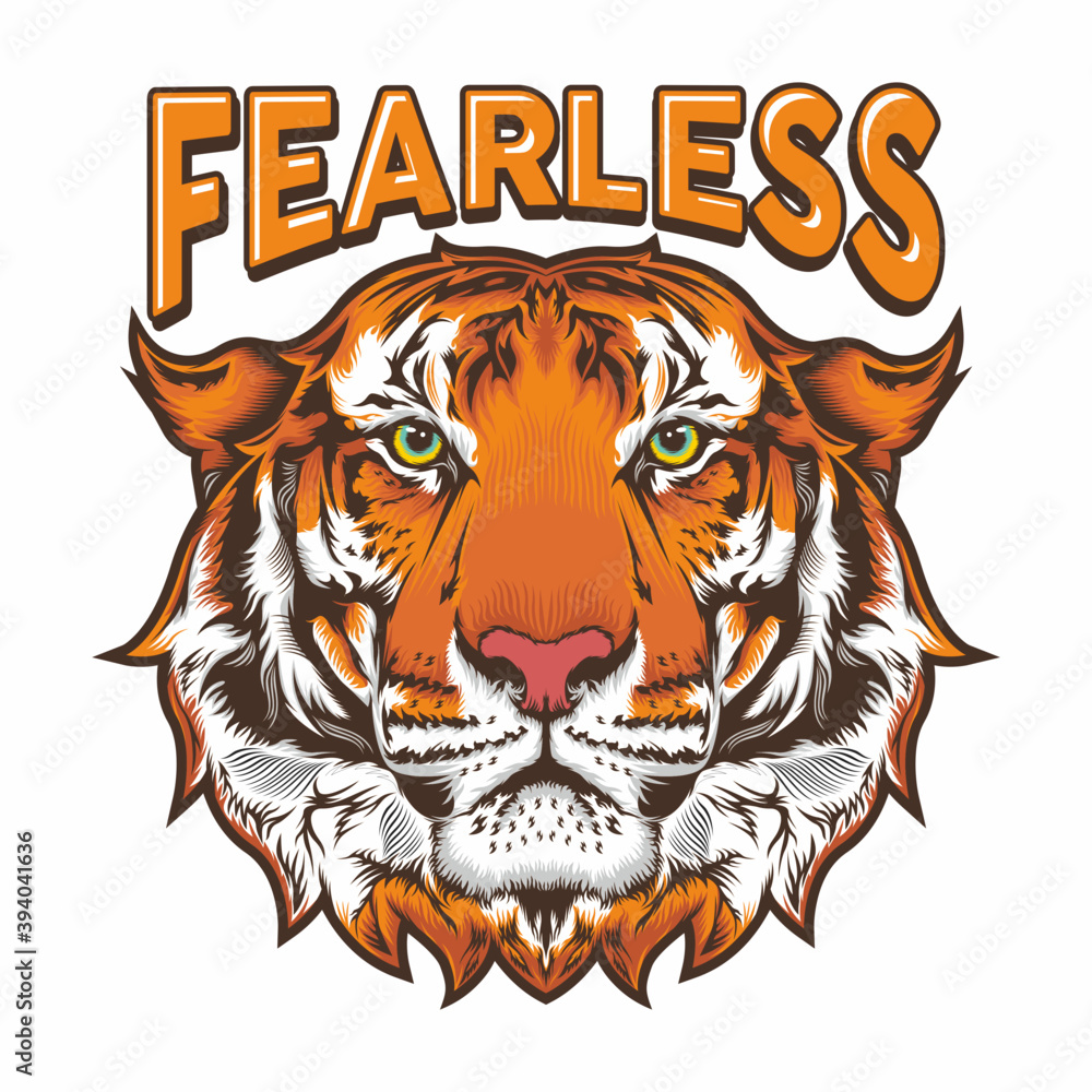 Fearless tiger detail vector illustration t-shirt design and others ...