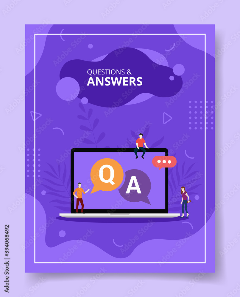 questions and answers people standing sitting on laptop Q and A text on ...