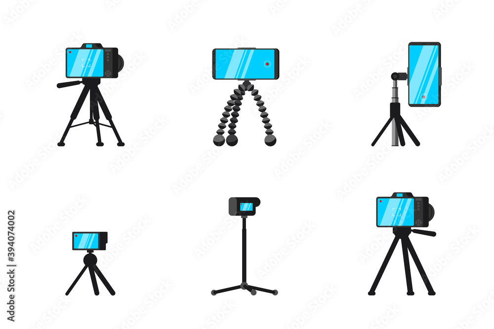 Tripod and monopod for smartphone and camera set. Blogger selfie online ...