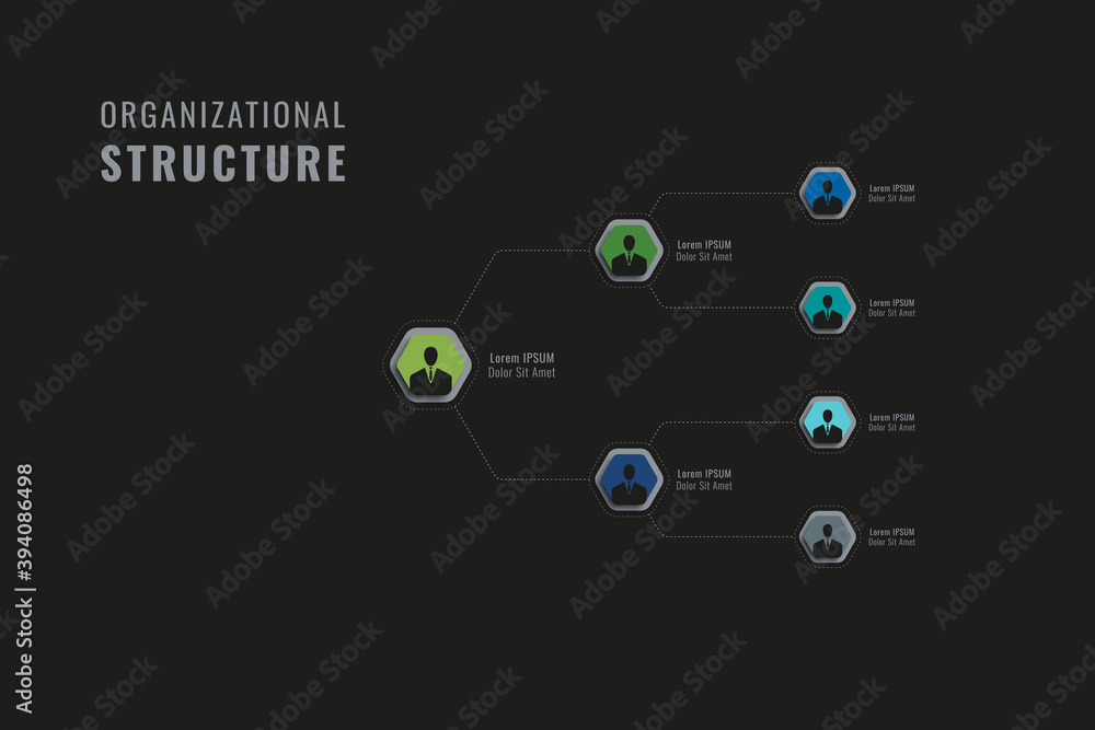 Horizontal business hierarchy of the company template. Multicolor ...