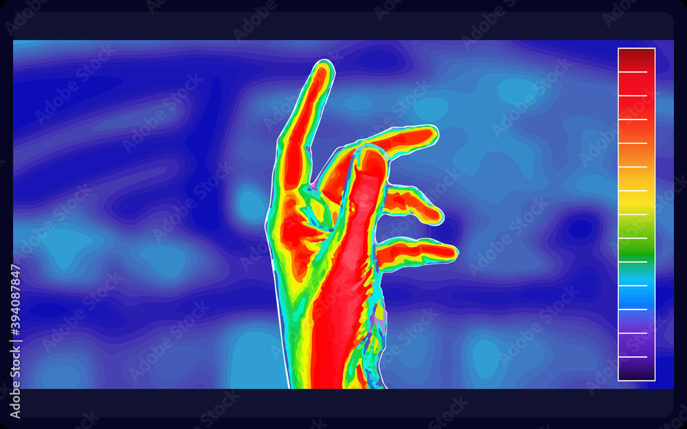 Illustration vector graphic of thermal Image Scanning Human hands and ...