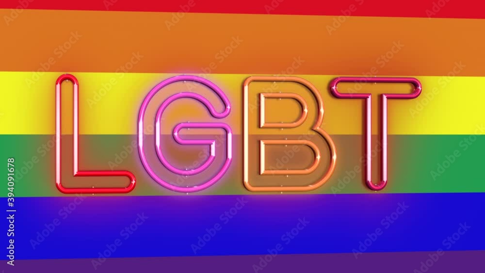 LGBT And PRIDE 3D Text Neon Sign Symbol Animation On Colorful Six-Band ...