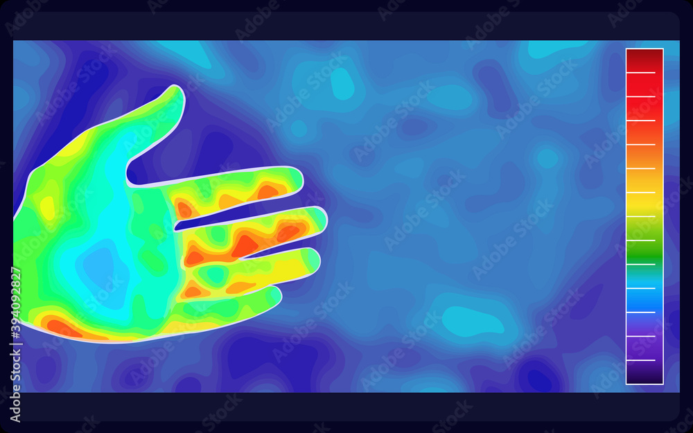 Vector graphic of Thermographic image of hands want to shake hands with ...