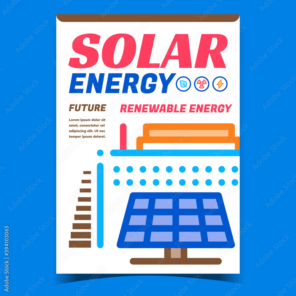 Solar Energy Creative Promotion Poster Vector. Solar Panel And ...