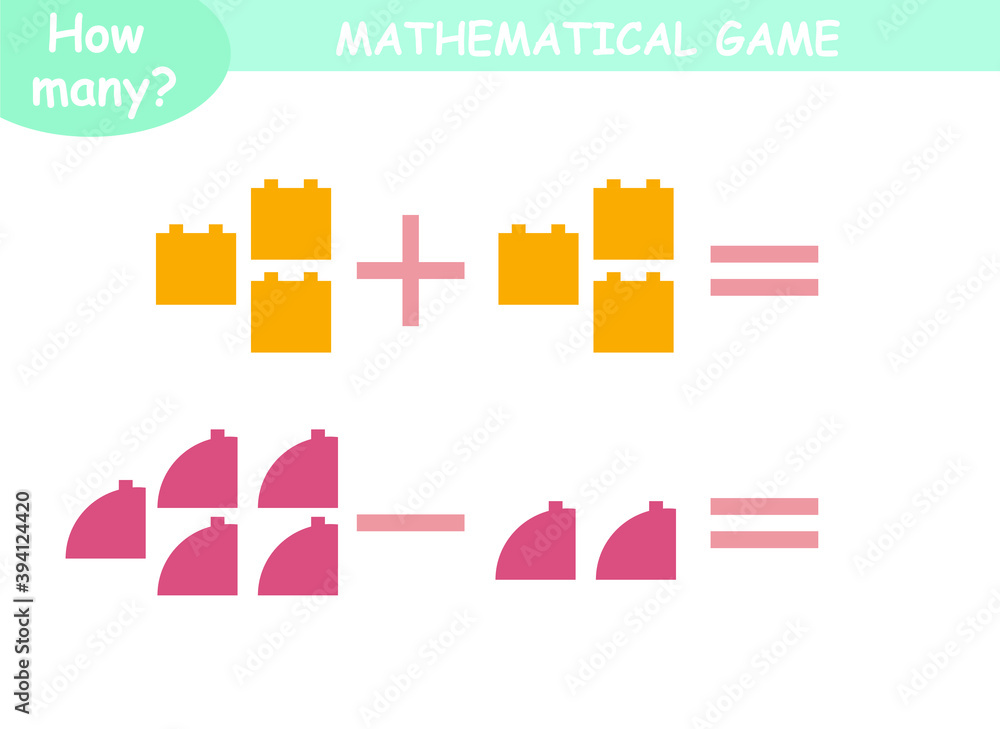 mathematical examples of addition and subtraction. educational page for ...