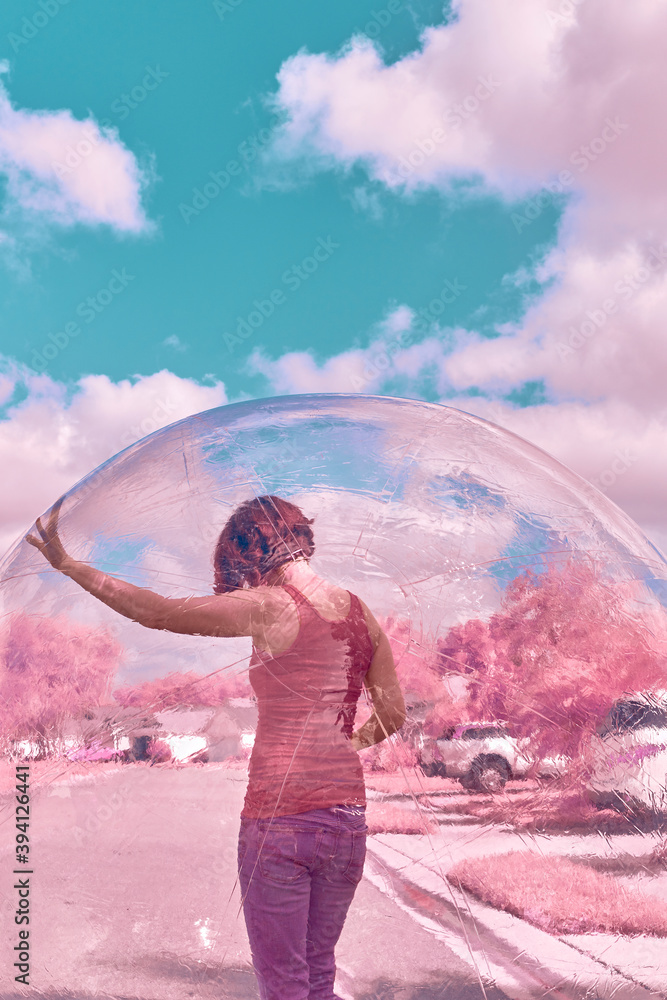 Protected from the Outside World in the Safety of a Bubble Stock Photo ...