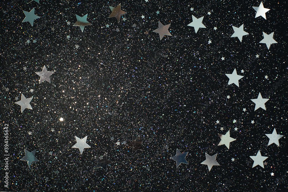 Silver stars on black background. Perfect star overlay. Stock Photo ...