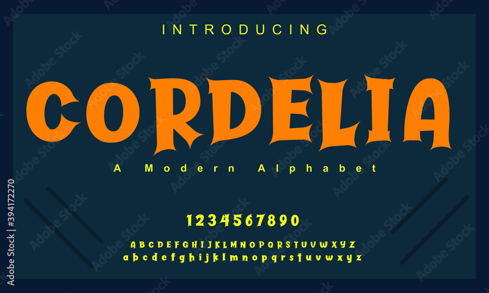 Cordelia font. Elegant alphabet letters font and number. Lettering ...