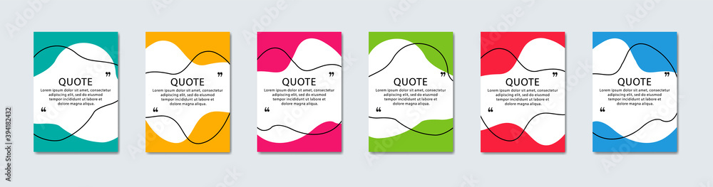 Quote box frame set. Colored empty quotes boxes. Abstract liquid ...