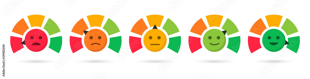 Scale with arrow. Feedback emotions. Level satisfaction. Mood scale ...