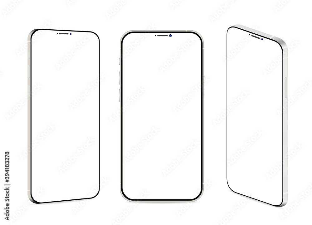 realistic smartphones vector with blank screen, isolated on white ...