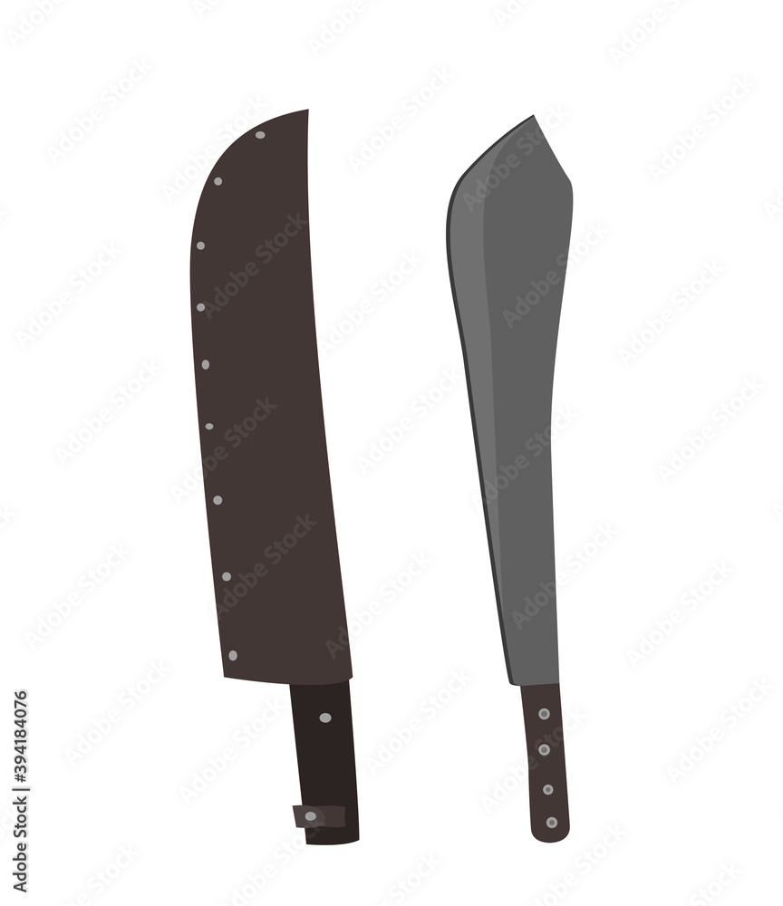 Machete vector design and leather sheath in flat style. Isolated image ...