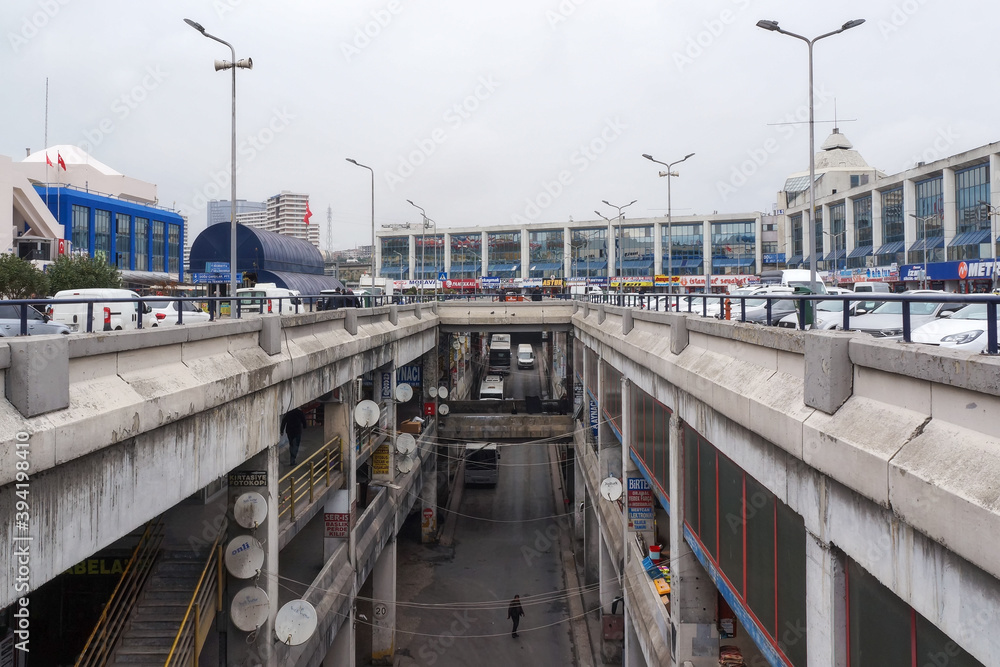 Istanbul, Turkey - 25 December 2019: View of the Big bus station ...