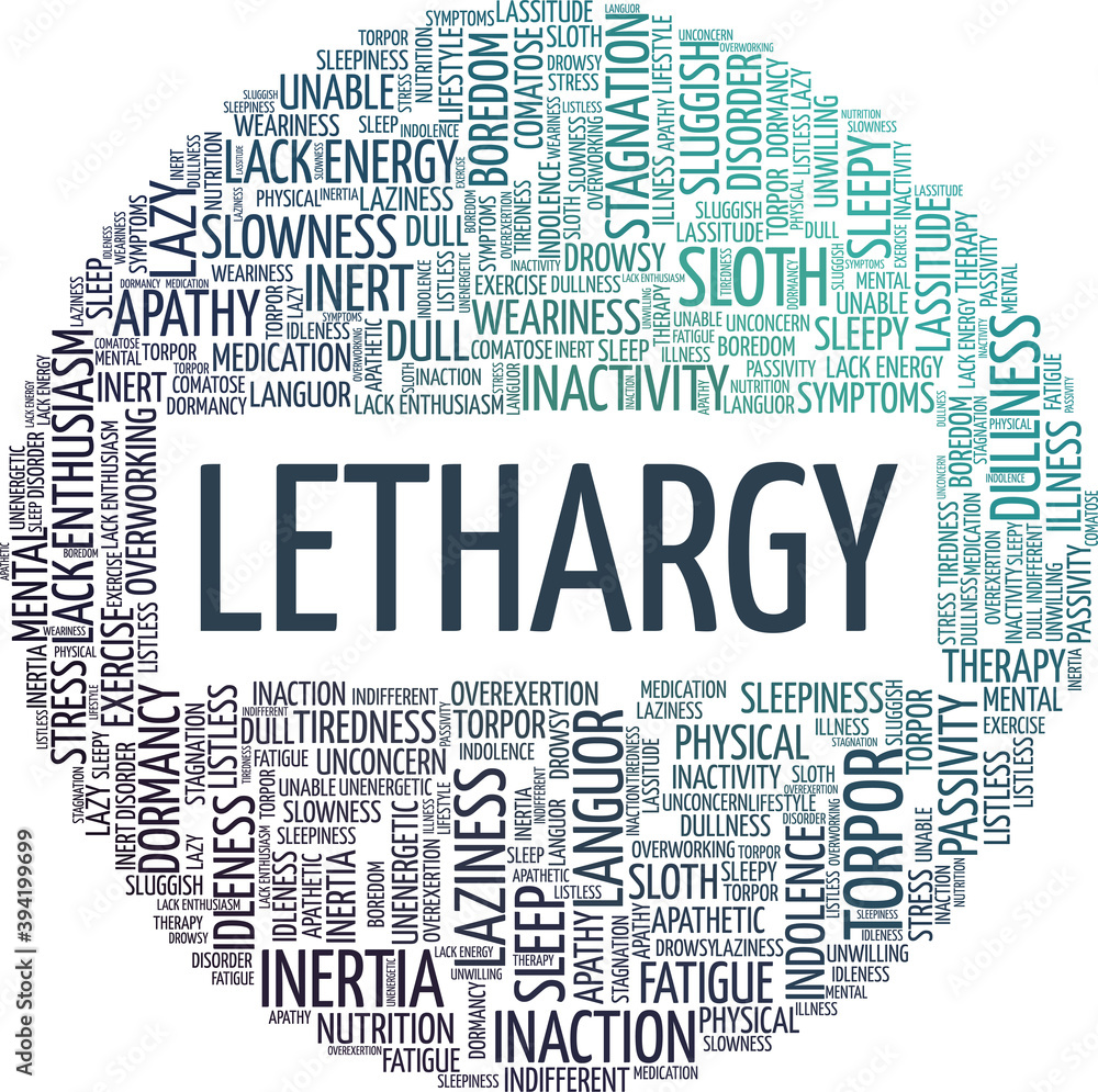 Lethargy vector illustration word cloud isolated on a white background ...