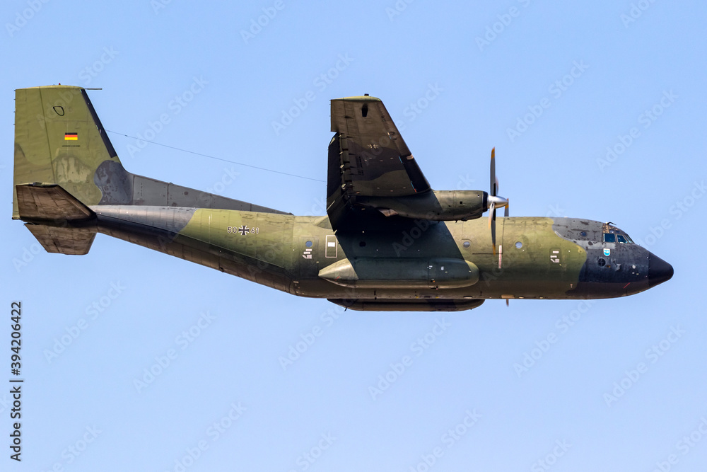 German Air Force Luftwaffe Transall C-160 military transport plane in ...