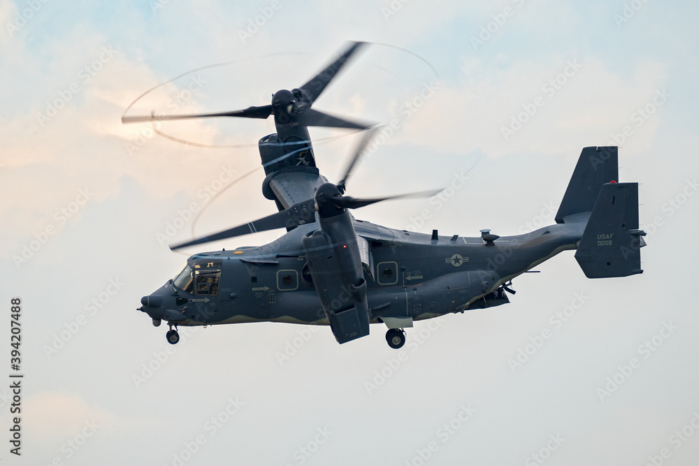 US Air Force Bell Boeing V-22 Osprey tiltrotor military aircraft in ...